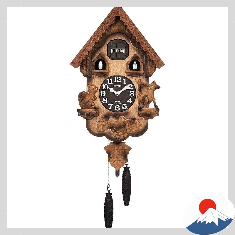 RHYTHM Cuckoo Clock【Made in Japan】Authentic Bellows System Wood Brown ...