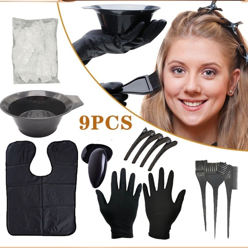 5/7/9/22Pc Salon Hair Dye Set Hairdressing Coloring Brushes Bowl Combo ...