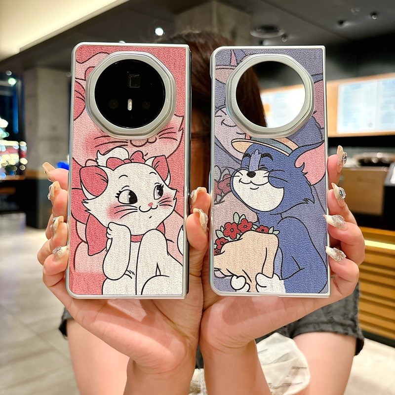 For Honor Magic V3 Case Cute Elephant Marie Cat Painting Pink Flowers ...