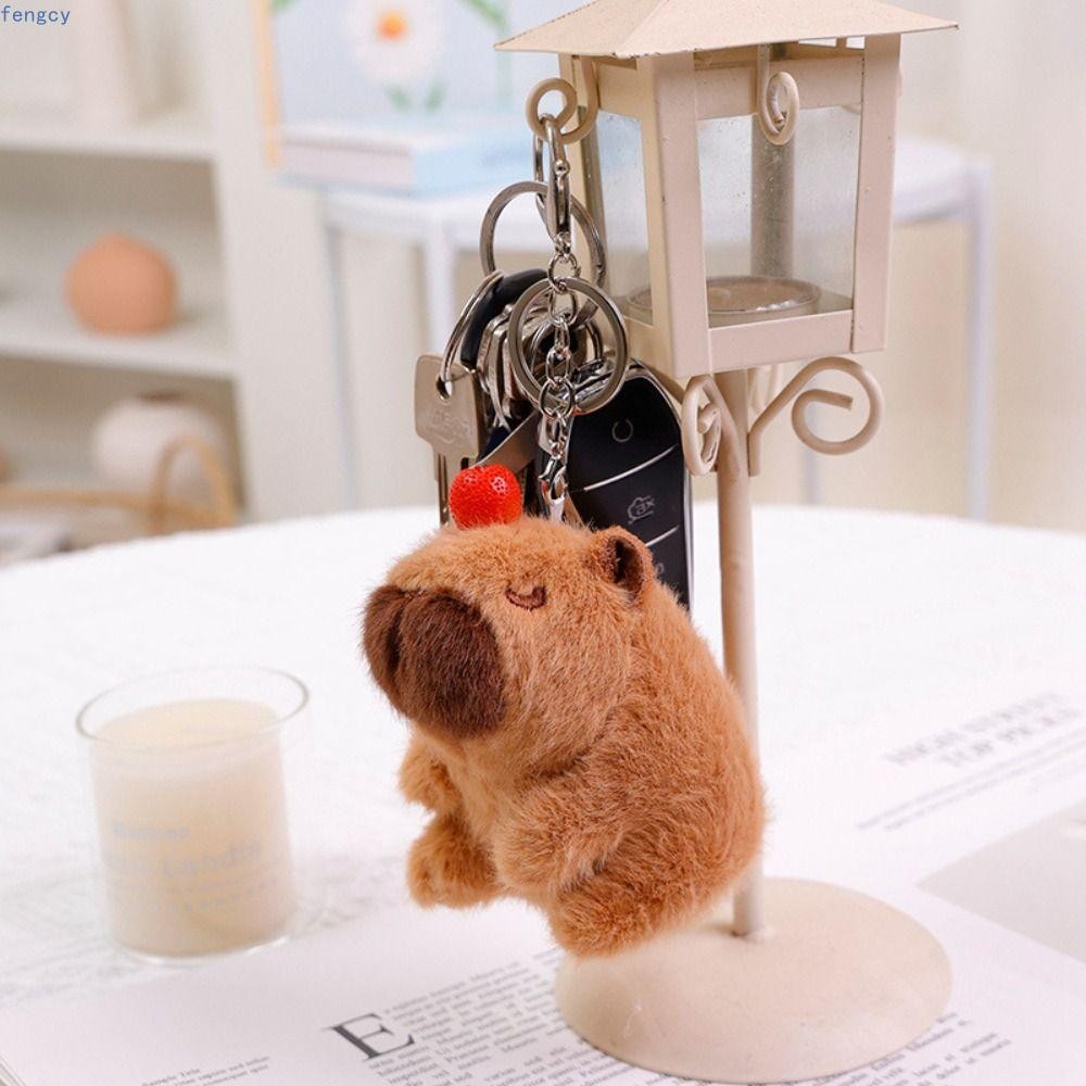 FENGCY Plush Capybara Keychain, Luminous Wagging Tail Cartoon Couple ...