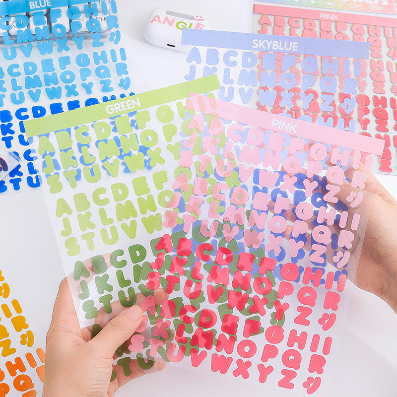 8 Sheets Vibrant Color Alphabet Stickers English Letter Stickers for ...