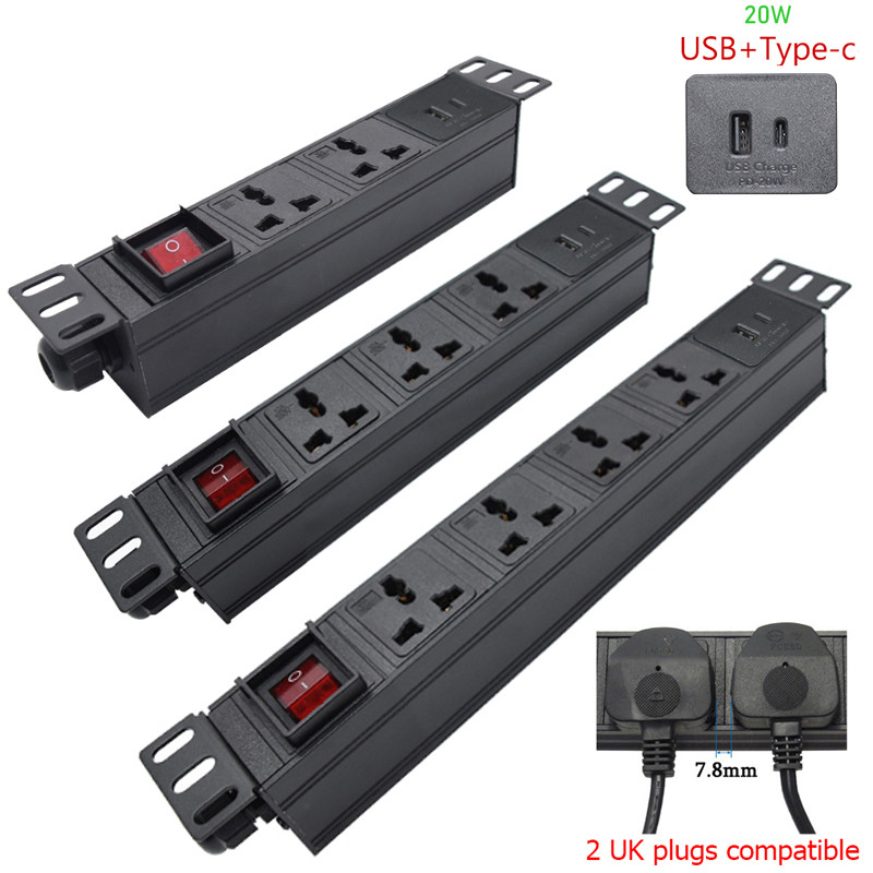 Cabinet rack Mount PDU Power Distribution Unit ,Type-c+USB,2-14 Ways ...