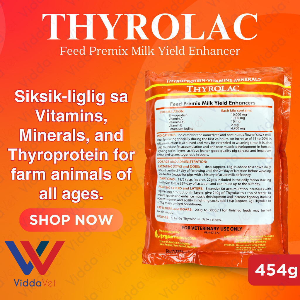 viddavet 454g Thyrolac Feed Premix Milk Yield Enhancer for pigs, cattle ...