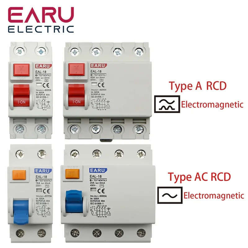2P 4P 10/30/100/300mA Type A RCCB RCD ELCB Electromagnetic Residual ...