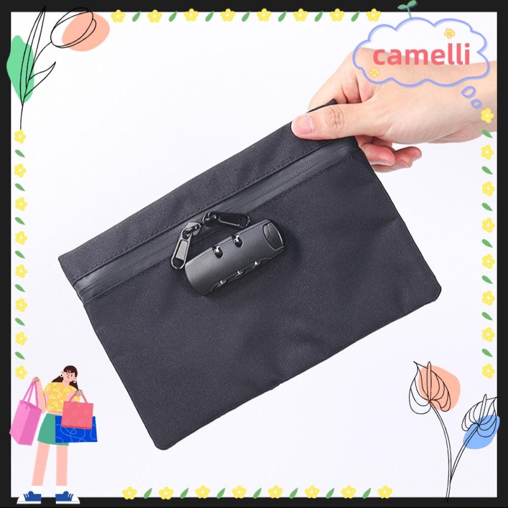 CAMELLI Security Bag for Cash, Portable Black Money Bag With Lock ...