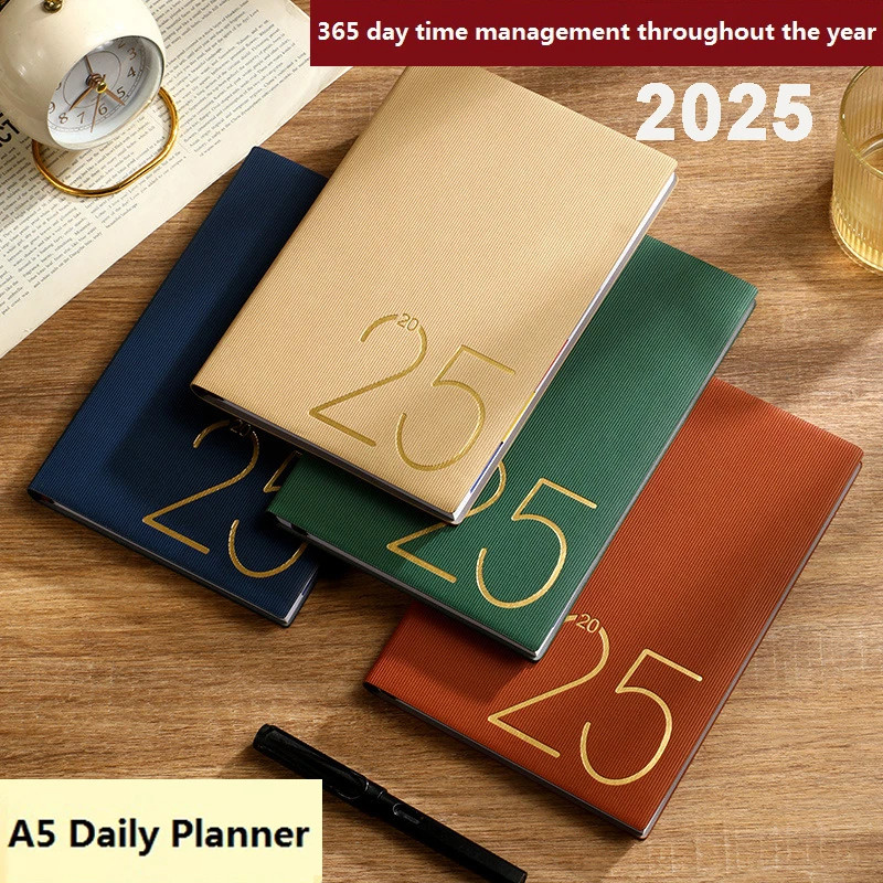 2025 Planner A5 Notebook PU Cover Agenda Time Management Book Important ...