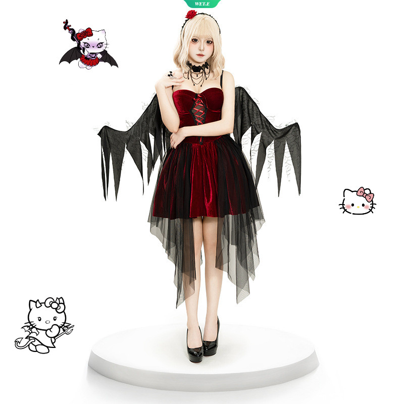 New Female Halloween Cosplay Dark Angel Red Devil Dress Suit Cosplay ...