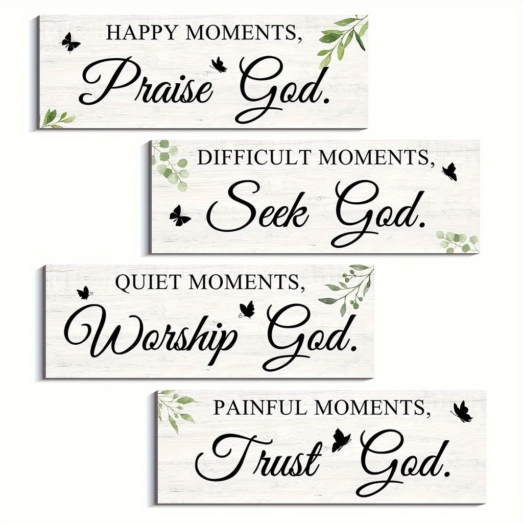 4pcs Wooden Hanging Plaques, Decorative Plaques, Christian Wall Art ...