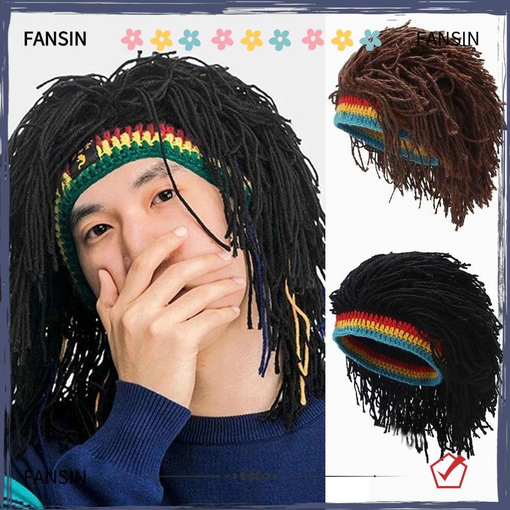 FANSIN Reggae Dreadlocks Wig, Reggae Hip-hop Wig Braid Hat, Trendy Black/Brown Fiber Men Wig Bar ...