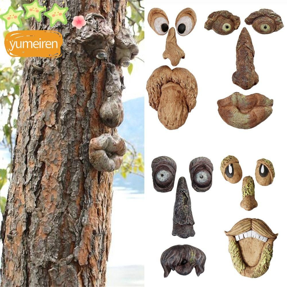 YUMEIREN Tree Face Statues, Yard Art Tree Sculpture Tree Hugger Bark ...