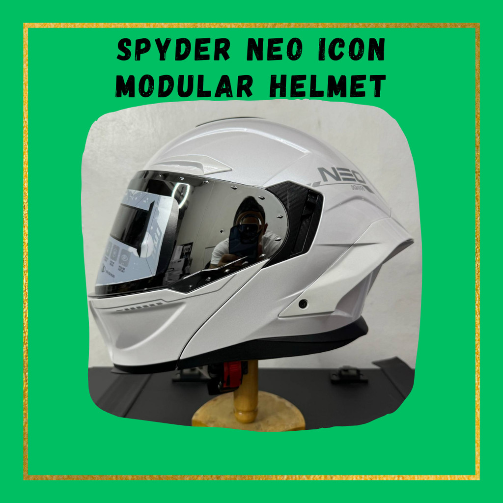 Spyder neo icon dual visor modular helmet gloss white | Shopee Philippines