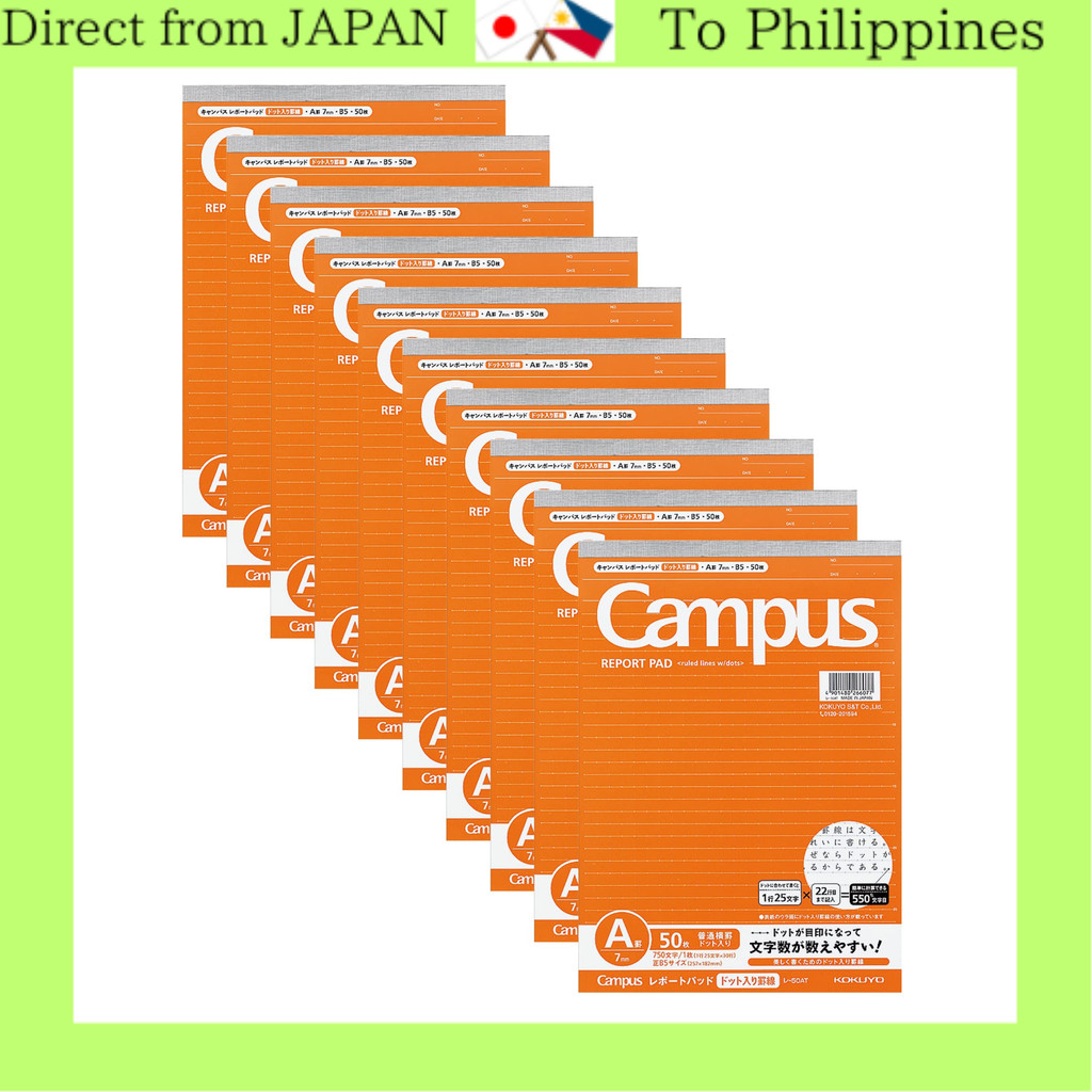 KOKUYO Campus Report Paper Dotted Ruled B5 A-lined 50 Sheets 10 Books ...
