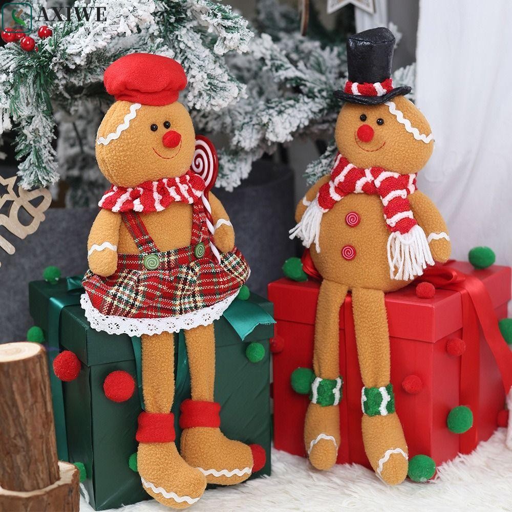 AXIWE Gingerbread Man Doll, Red Dress Cartoon Gingerbread Plush Toy ...