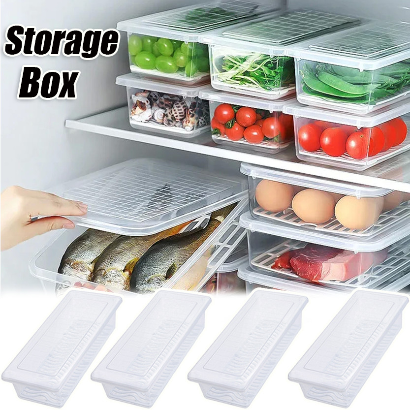 Food Storage Container with Drain Plate / Rectangular Seafood Storage ...