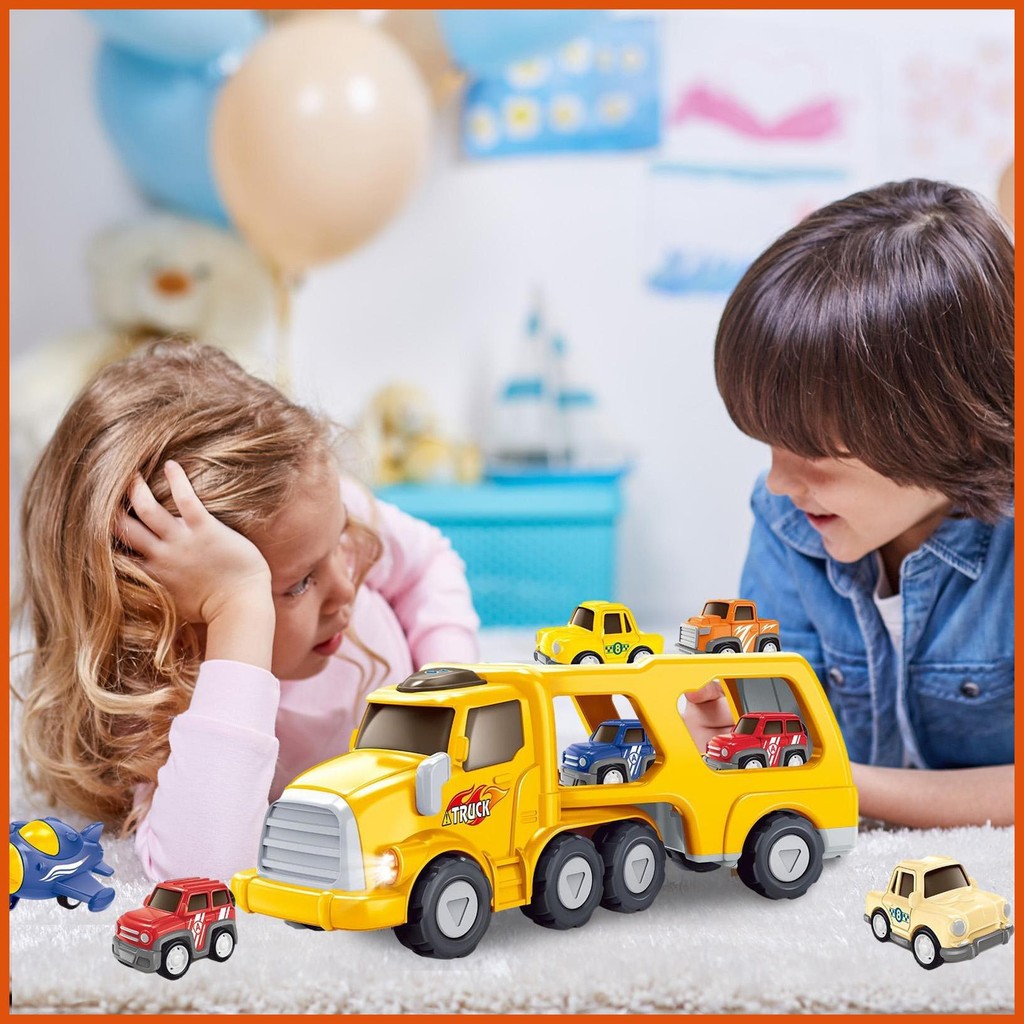 Transport Carrier Truck Toys 5-in-1 Car Carrier Toy Car Transporter Toy ...