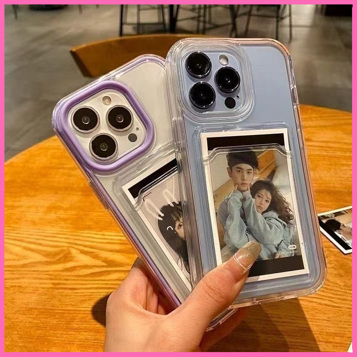 3-in-1 Candy Transparent Card Holder Shockproof Phone Case Compatible For iPhone 16 15 14 13 12 ...