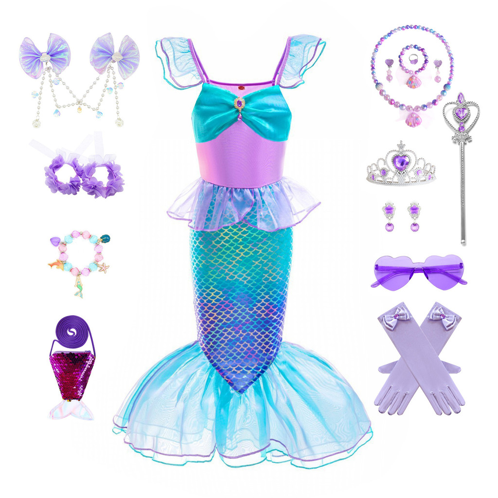 Girls Mermaid costume Halloween Children Performance Ariel Fishtail ...