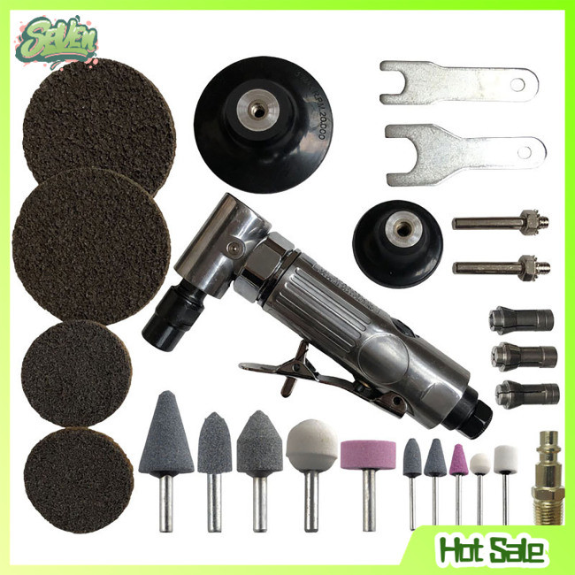 25 Pcs Air Angle Die Grinder Tool Kit 1/4" 90psi 20000rmp 90 Degrees ...