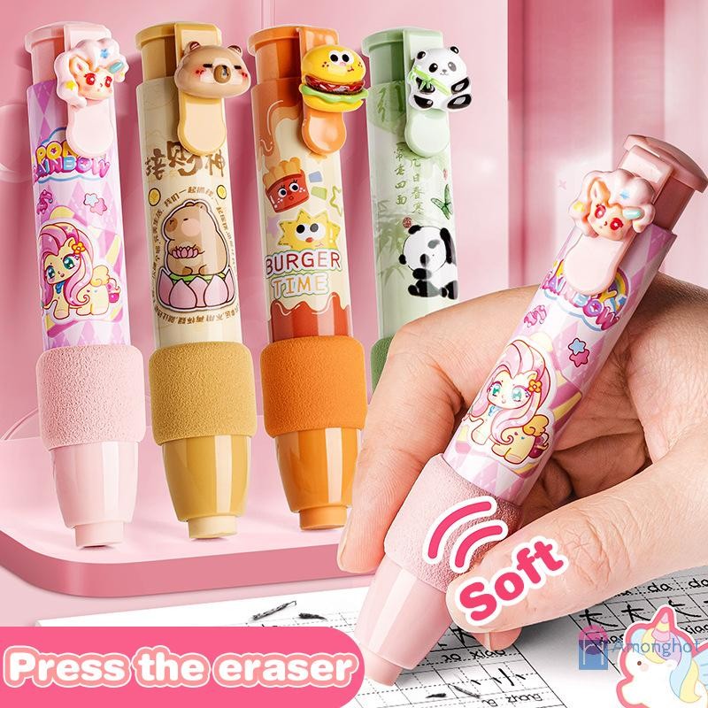 Amonghot> Sliding Retractable Pencil Eraser Cartoon Capybara Slide Erasers Cute Push-Pull Design ...