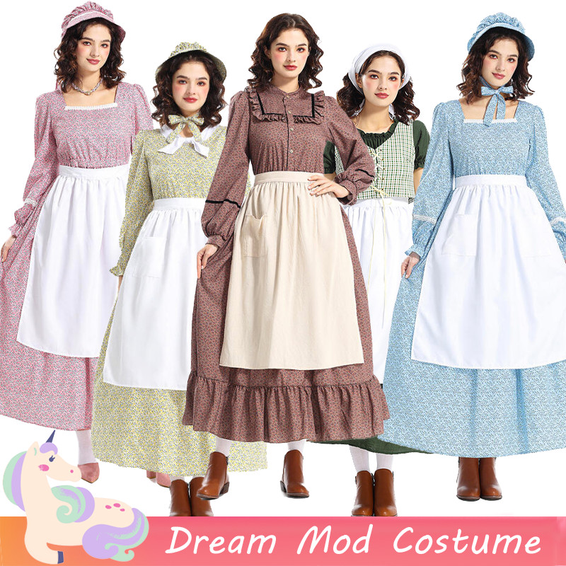 5Colors Farm Girl European Rural Style Ranch Maid Dress For Woman ...