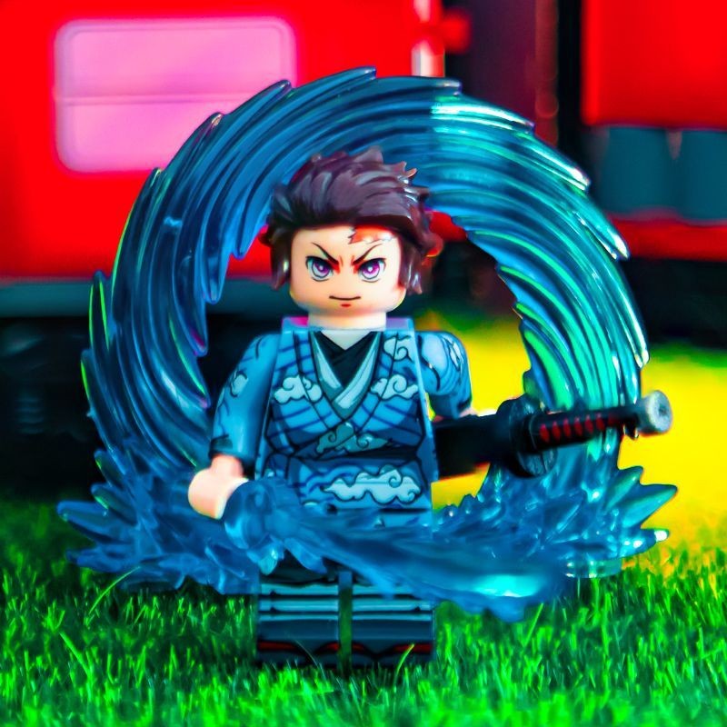 Compatible Lego Demon Slayer Blade Tanjiro Water Breath Special Effect ...