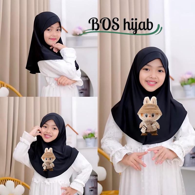 Labubu CHARACTER children's Hijab aged 4 5 6 to 10 years (allsize ...