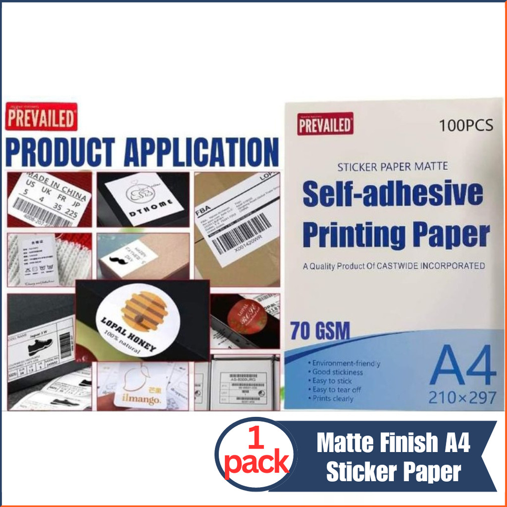 PinoyMart Premium Made Matte Finish A4 Sticker Paper - 100 Sheets per ...