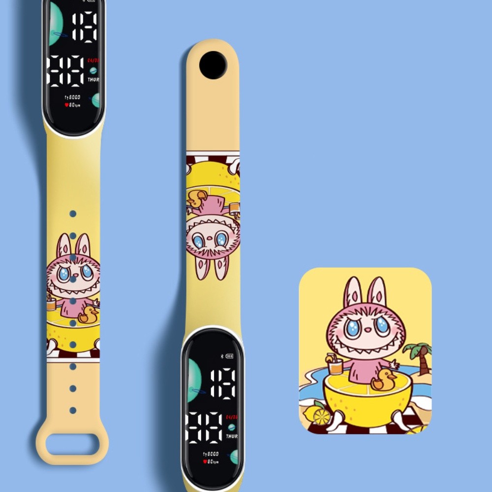 Cute Labubu Printed LED Electronic Digital Kids Watch Cartoon Touch ...
