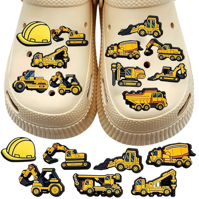 Engineering Vehicle Series Cartoon Shoe Charms Clogs Sandal DIY shoes ...