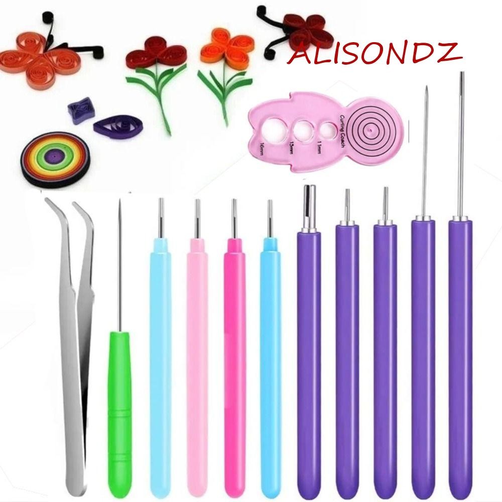 ALISONDZ 12PCS Quilling Needle Kit, Paper Curling Quilling Slotted Pen ...
