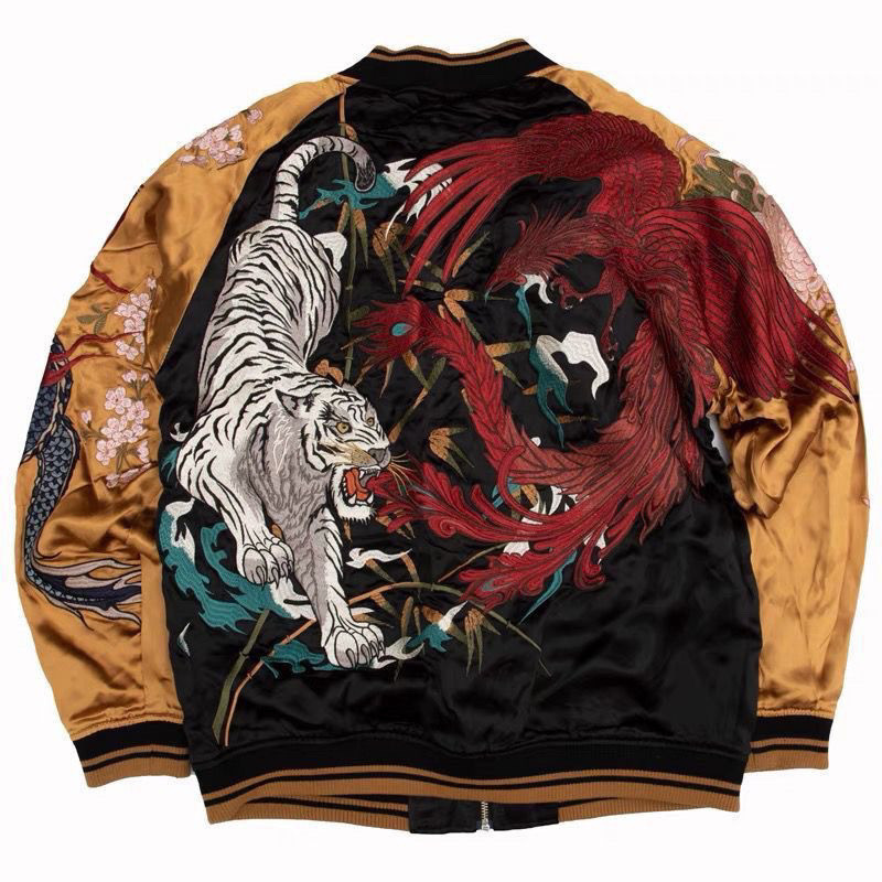 Chinese Style Mythical Beast Tiger Pattern Printed Men's Jacket ...