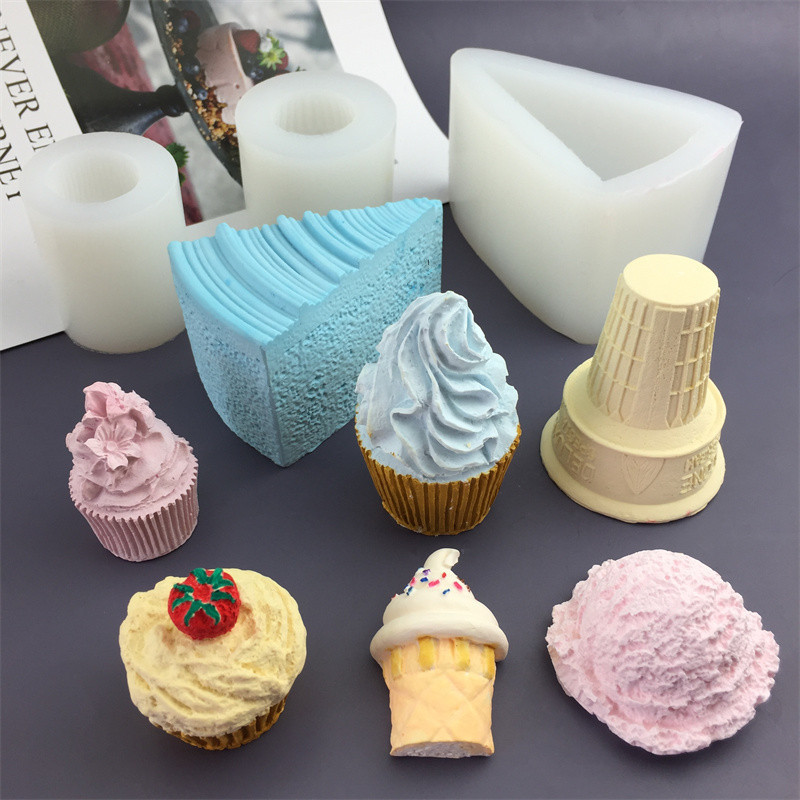 Ice Cream Cone Cup Sandwich Modeling Silicone Mold Mochi Toy Mold DIY ...