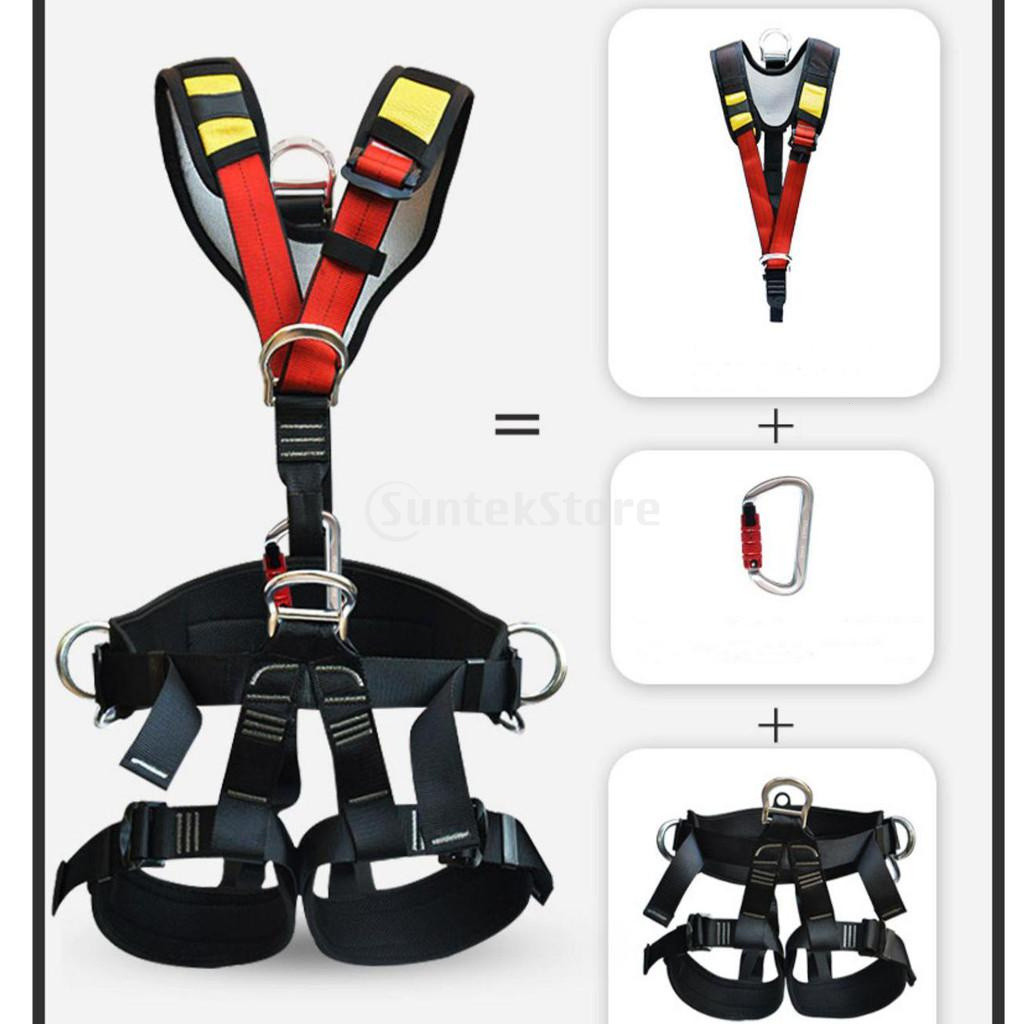 Thicken Climbing Harness, Wider Full Body Harness for Mountaineering ...