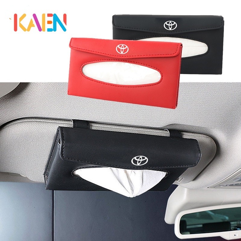 KAEN Car Visor Red Black Tissue Box Leather Tissue Box for Toyota Honda ...