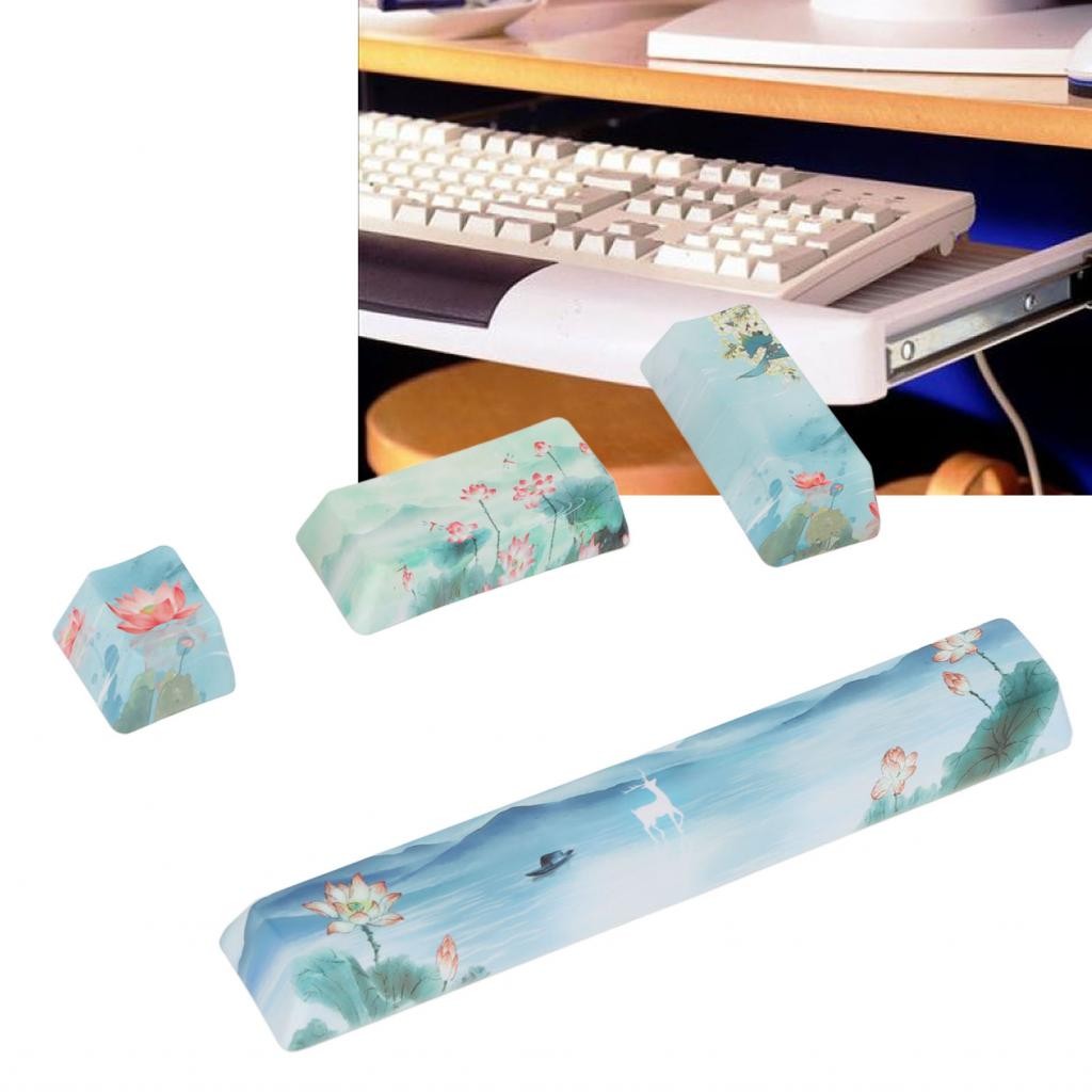 Xguli 4Pcs DIY Keycap Kit PBT Custom Keycaps With Pond Moonlight ...