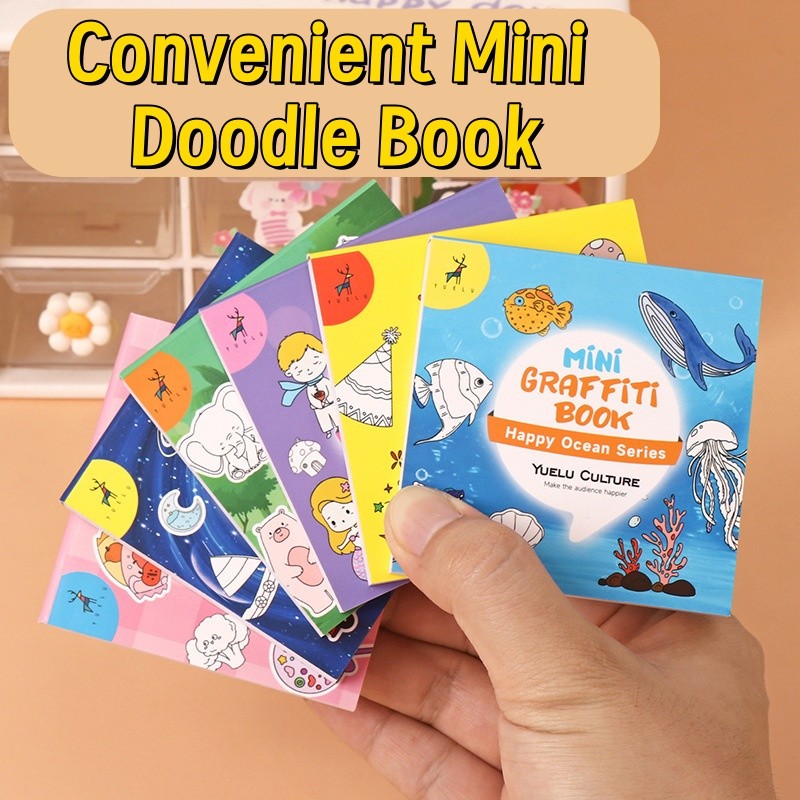 DIY Coloring Drawing Book Mini Cartoon Handy Doodle Book Children's ...