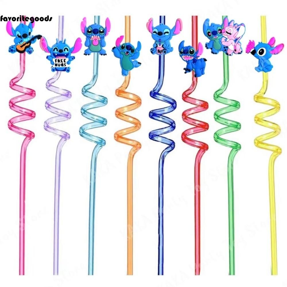 FAVORITEGOODS Stitch Straw , Curved Ice Cream Reusable Drinking Straws ...