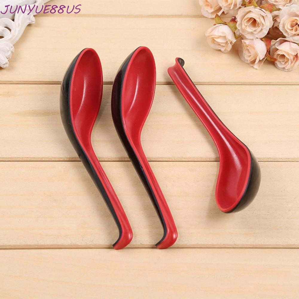JUNYUE88US 5pcs/set Red Black Soup Spoons, Plastic Bicolor Porridge ...