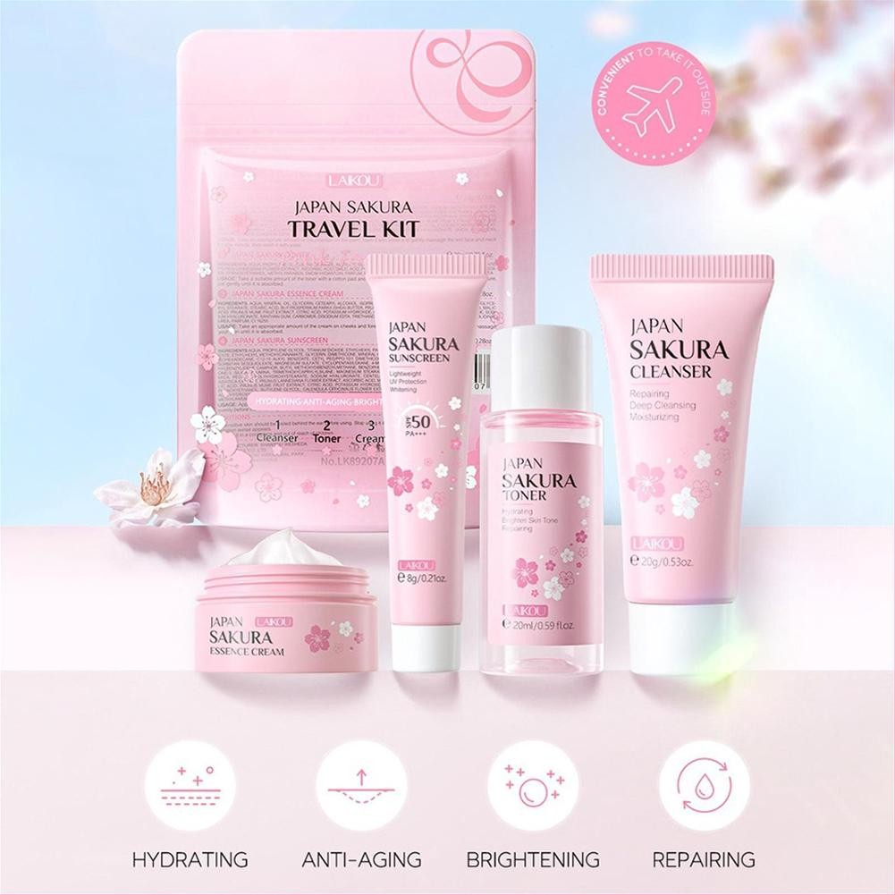Japan Sakura Skin Care Set - 4pcs Facial Cleanser Toner Face Cream ...