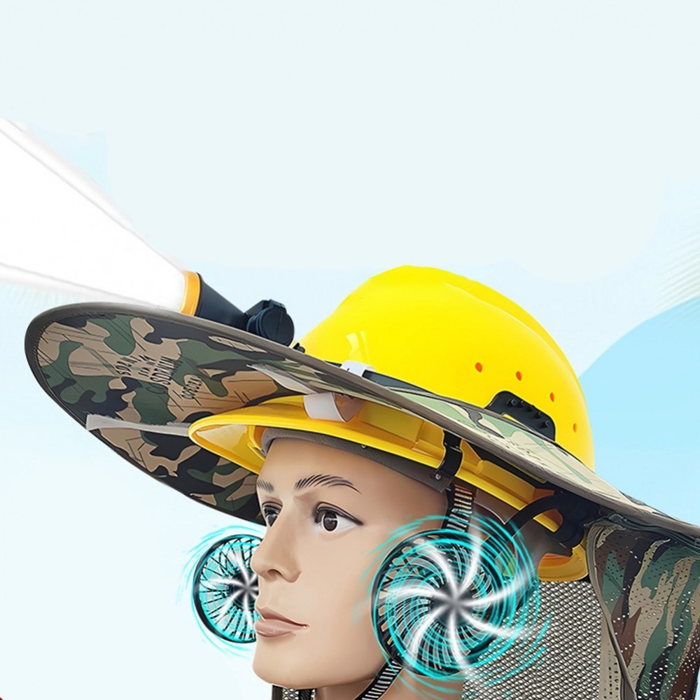Hard Hat Fan Adjustable Hose Colored Lights Easy Installation ...