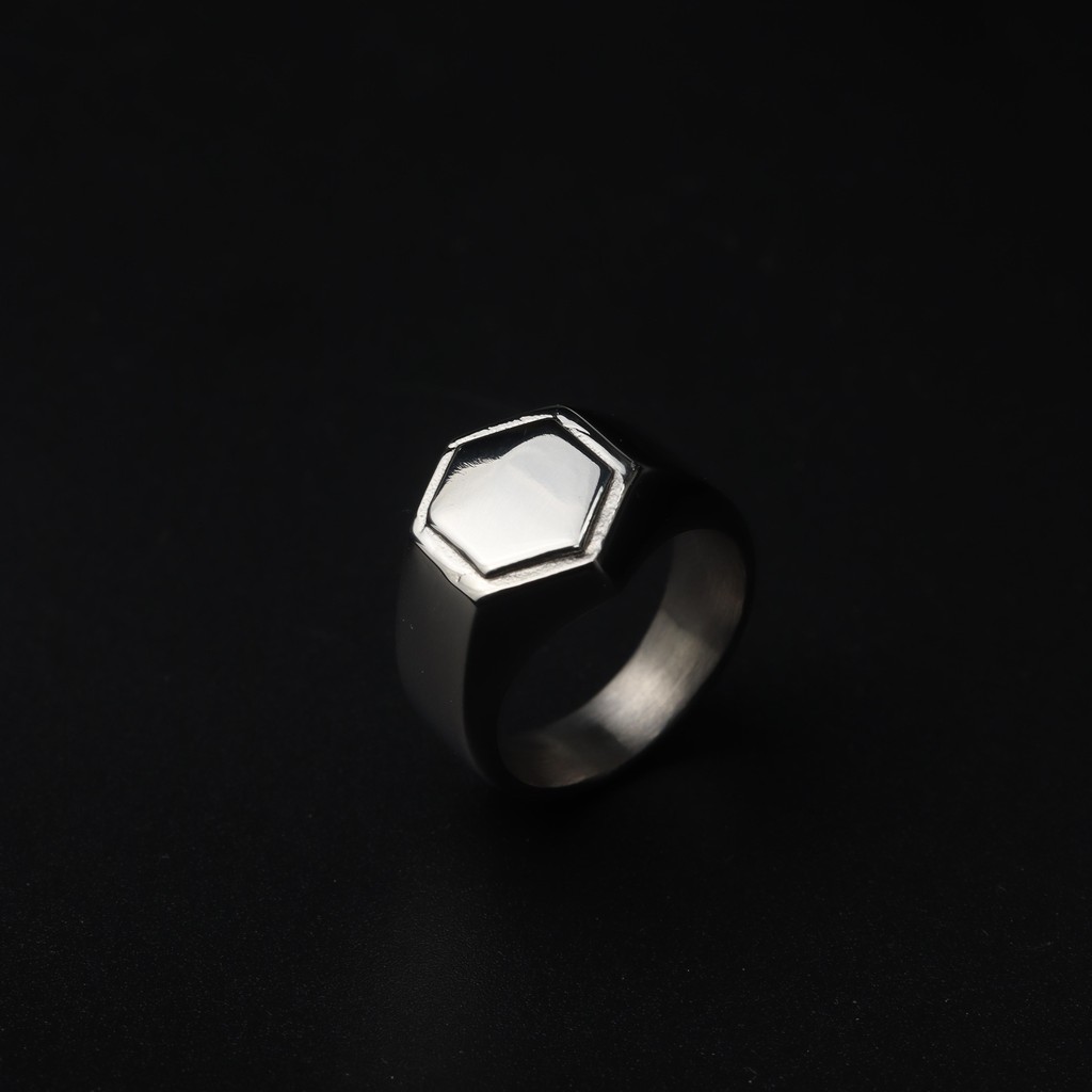 HB Men Jewelry CARLO 14mm Hexagon Silver Center Wide Ring Fashion For ...