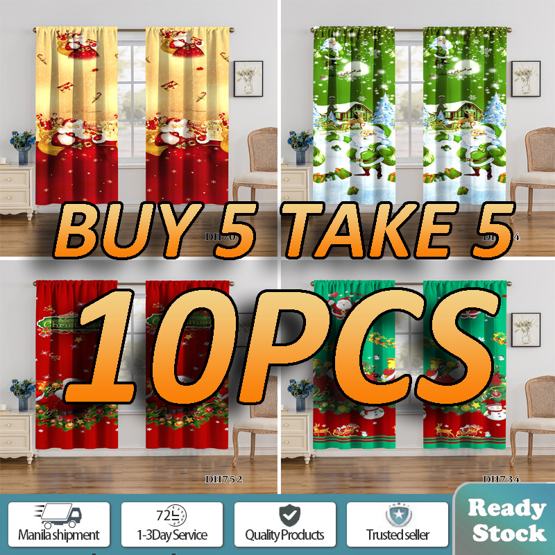 10PCS Christmas Curtain 85x190cm Christmas Design Curtains Kurtina Sa ...