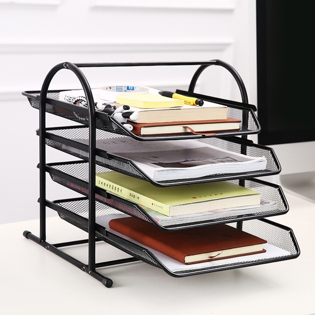 Office essentials 4 Layer Desk File Organizer Document Paper Tray ...