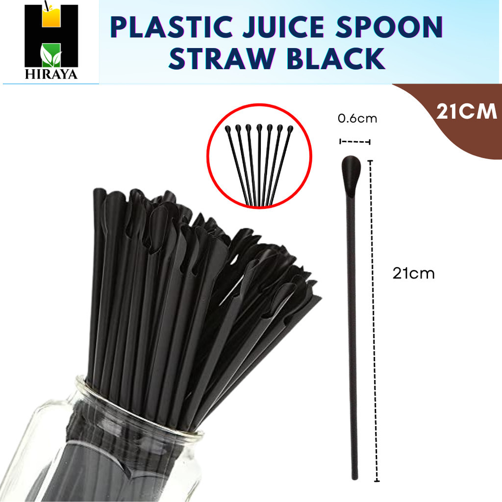[100pcs]Plastic Spoon Straw 21cm/Smoothie spoon straw/milkshake straw ...