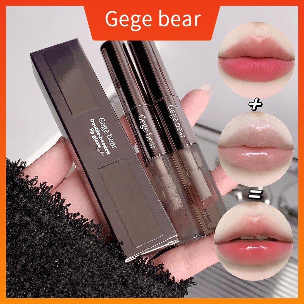 Gege Bear Double Headed Lip Glaze Mirror Transparent Women's Matte Lip Mud Lipstick Raincoat ...