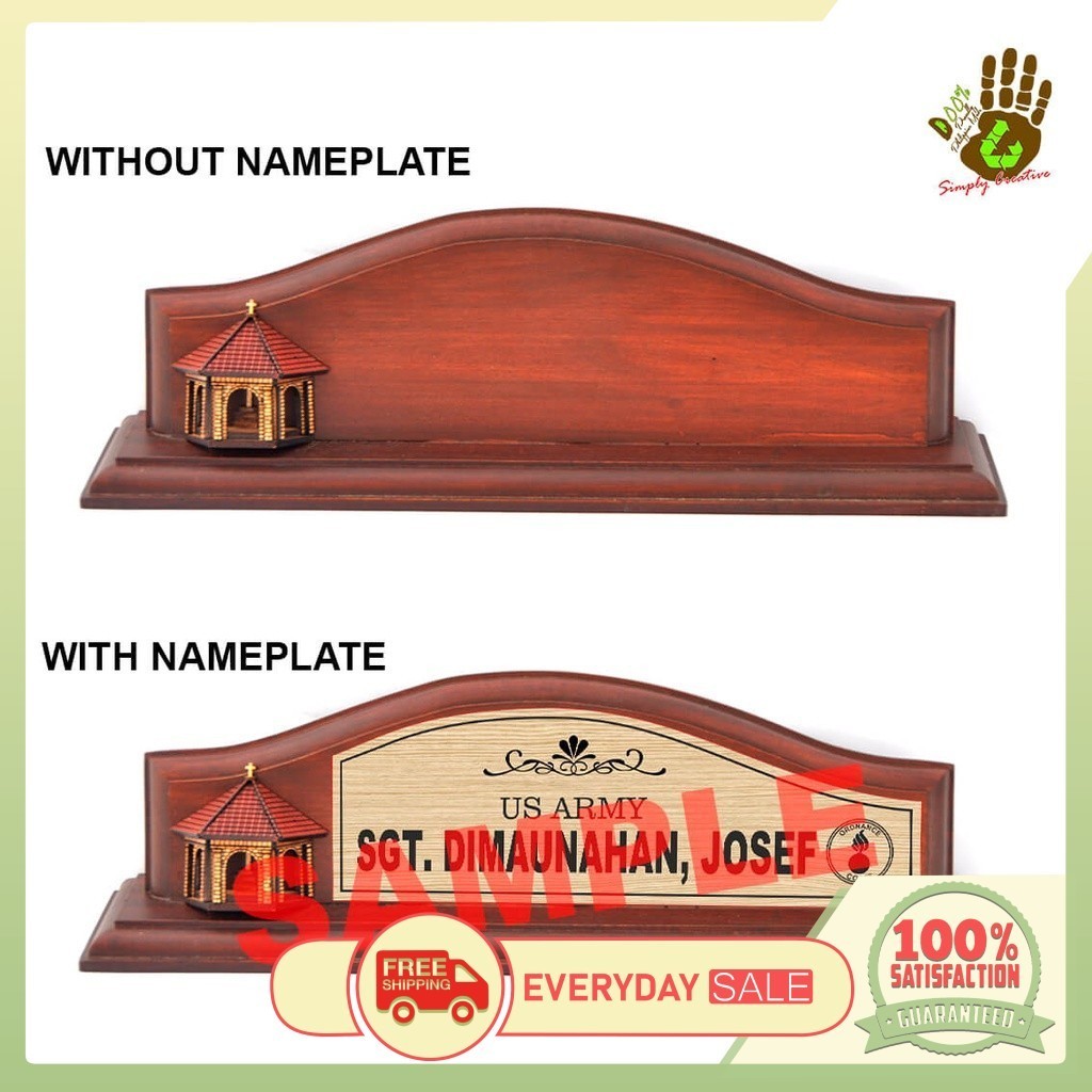 Simply Creative Wood Table Nameplate w/ Magellan Cross Shrine | Shopee ...