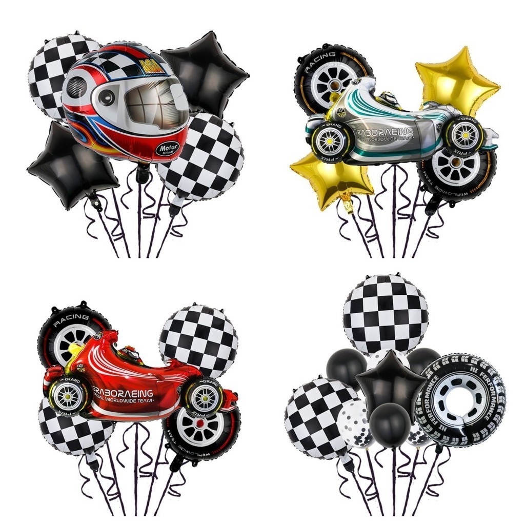 Racing Car Helmet Tire Motorcycle Theme Aluminum Film Balloon Children ...