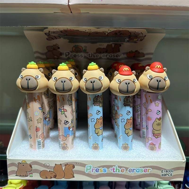 Silicone Doll Capybara Kawaii student eraser Anime pattern press rubber ...