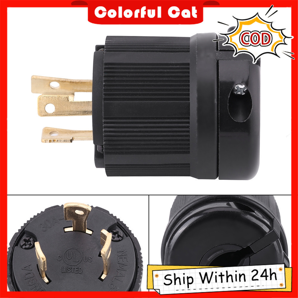 3 Wire Twist Lock Generator Electrical Plug Connector NEMA L6-30P 250V ...