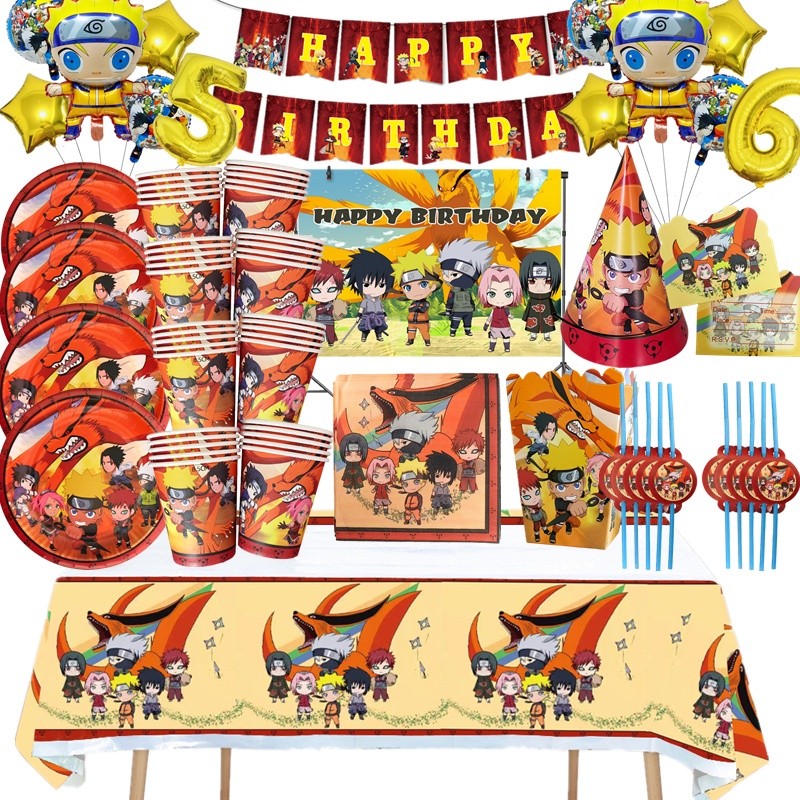 Naruto Cartoon Birthday Party Theme Set Paper Plate Pull Flag Strip ...